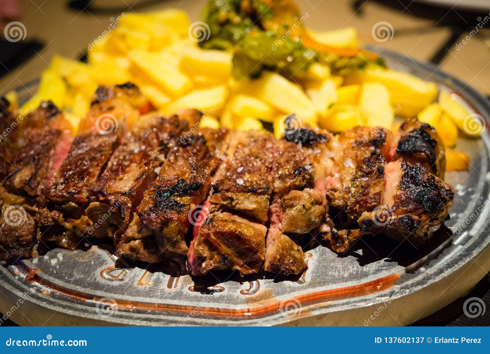 Grilled Beef Rib with Chips Stock Image - Image of filet, fresh: 137602137