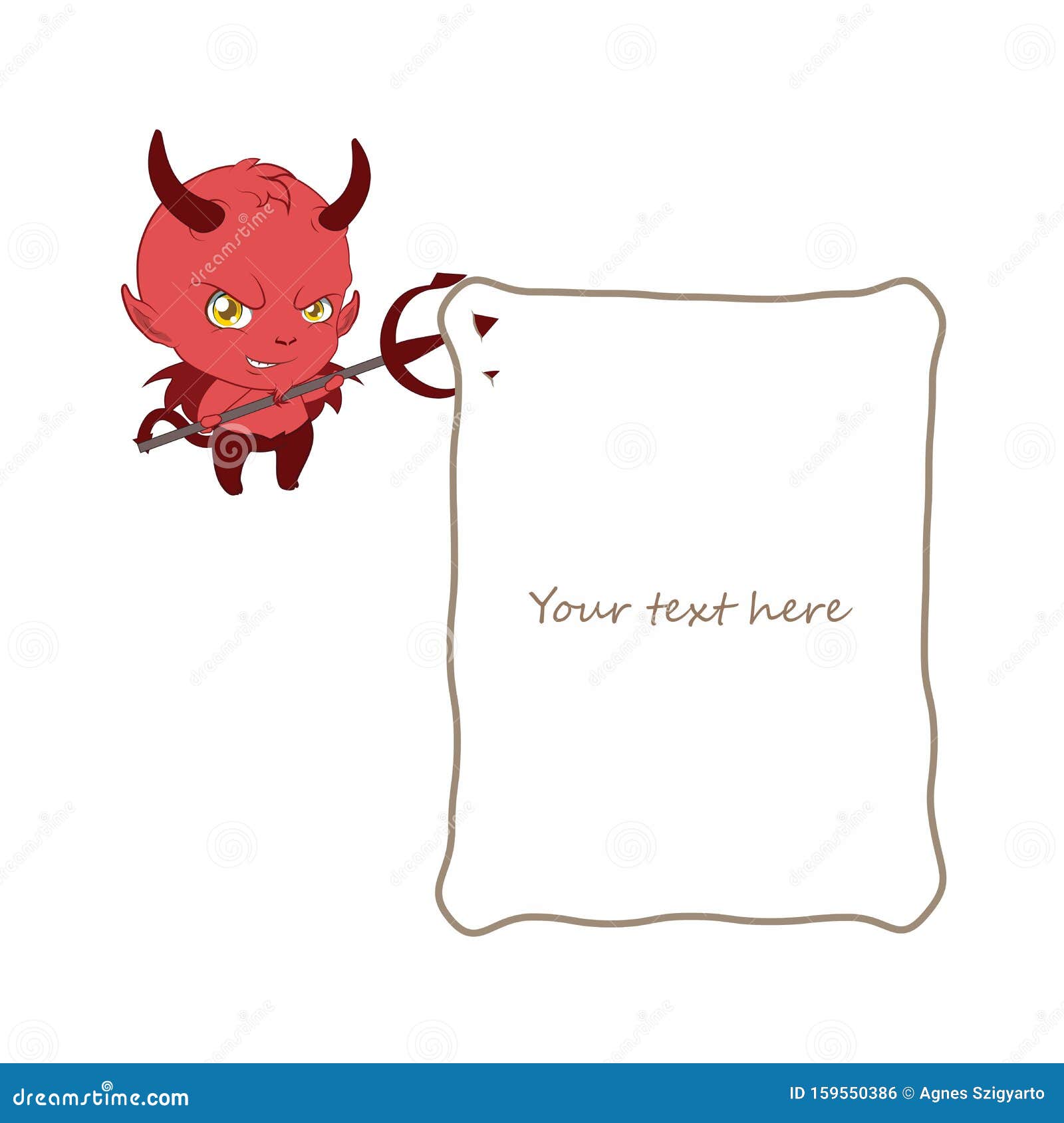 Little Grinning Devil Holding a Note Stock Vector - Illustration of ...