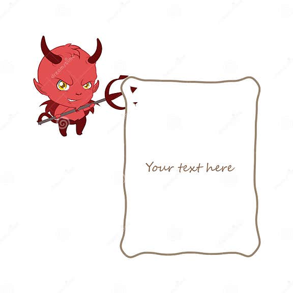 Little Grinning Devil Holding a Note Stock Vector - Illustration of ...