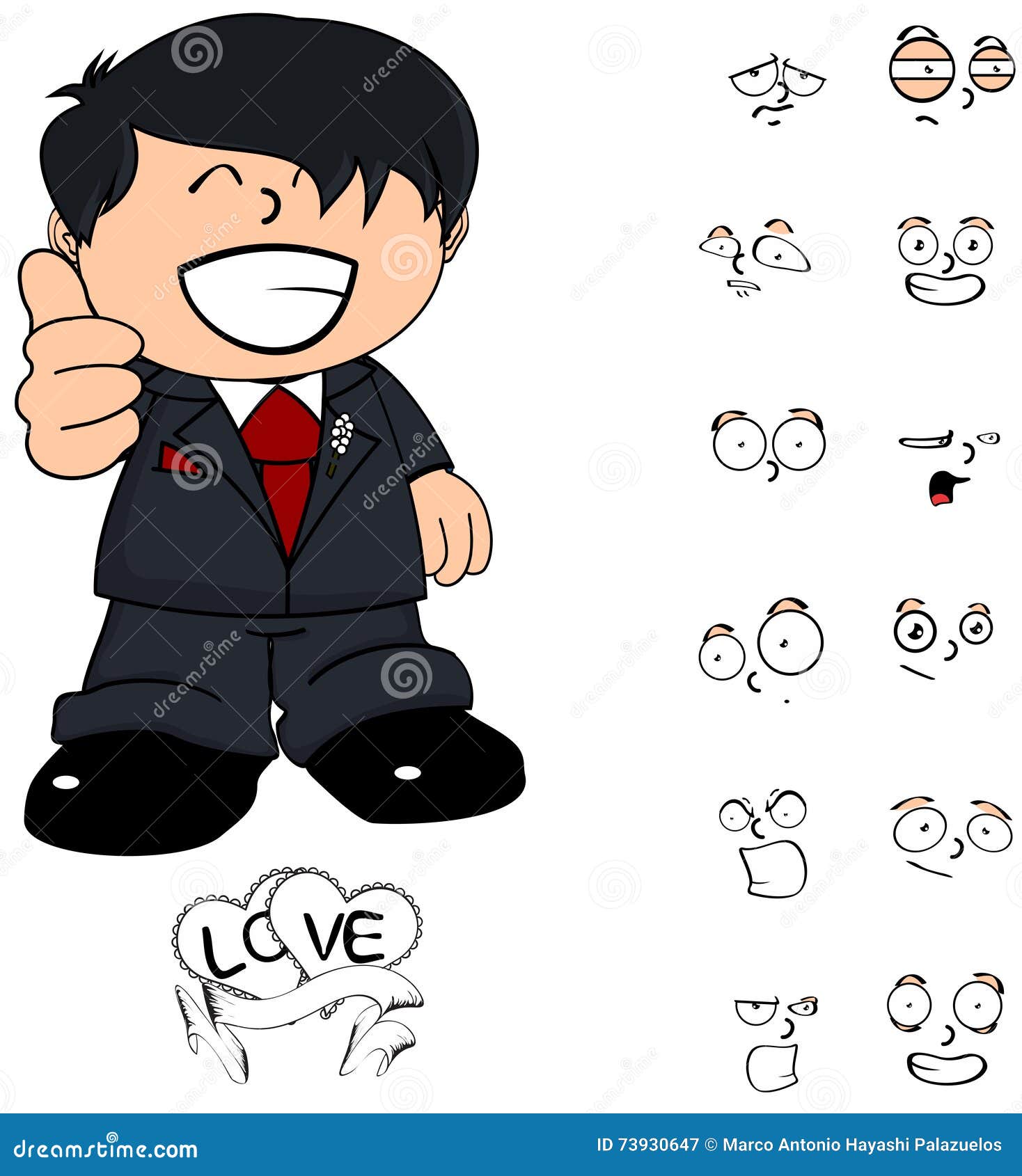 Little Groom Kid Cartoon Expressions Set Stock Vector - Illustration of ...