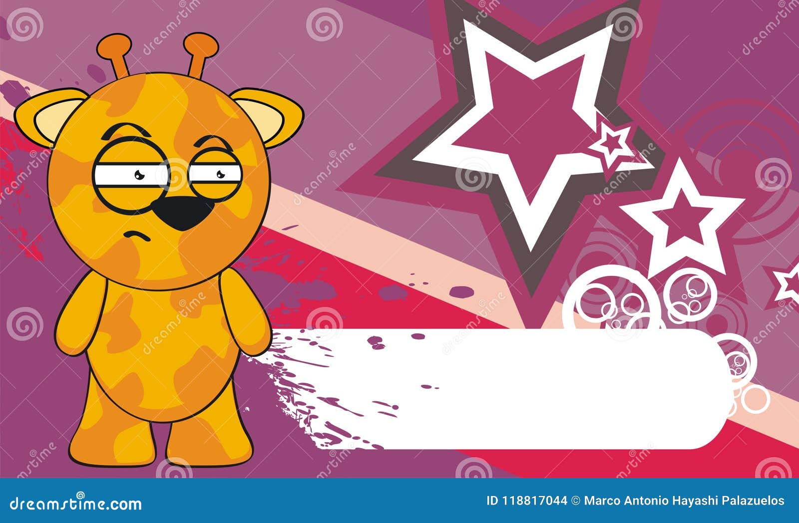 Grumpy Giraffe Cartoon Kawaii Expression Pictureframe Background ...