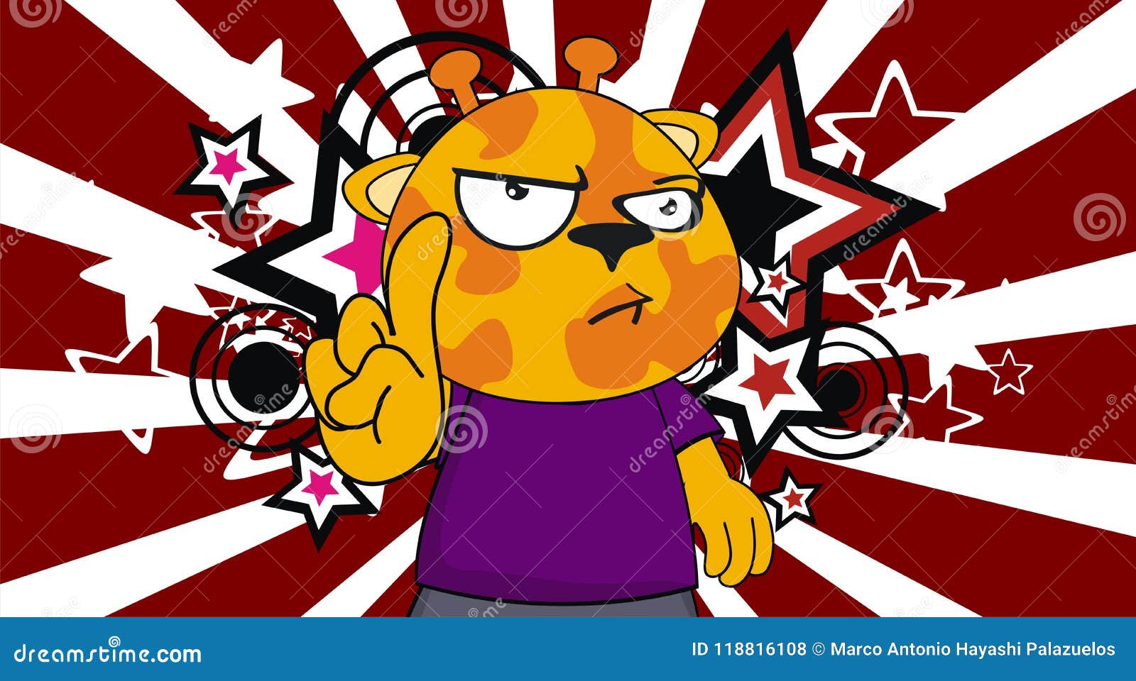 Grumpy Giraffe Cartoon Kawaii Expression Pictureframe Background ...