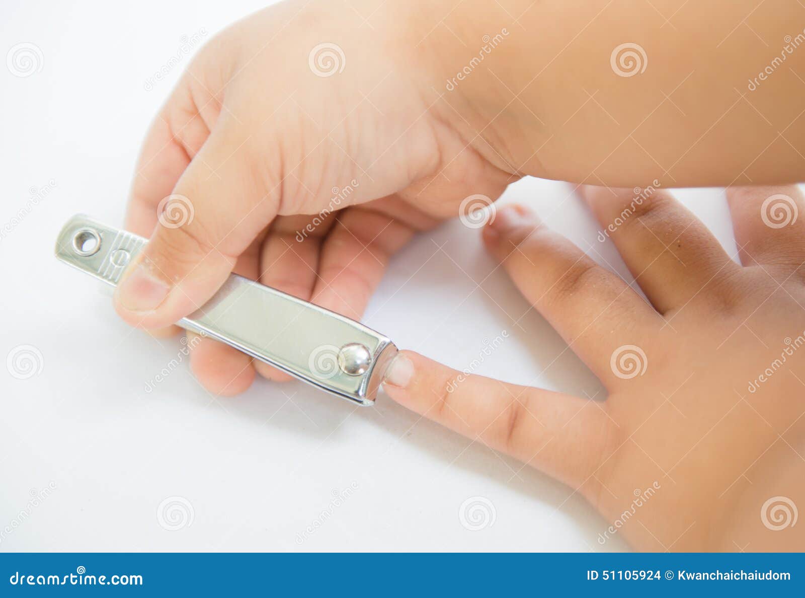 Little Hand Cutting His Fingernail Stock Photo - Image of metallic ...