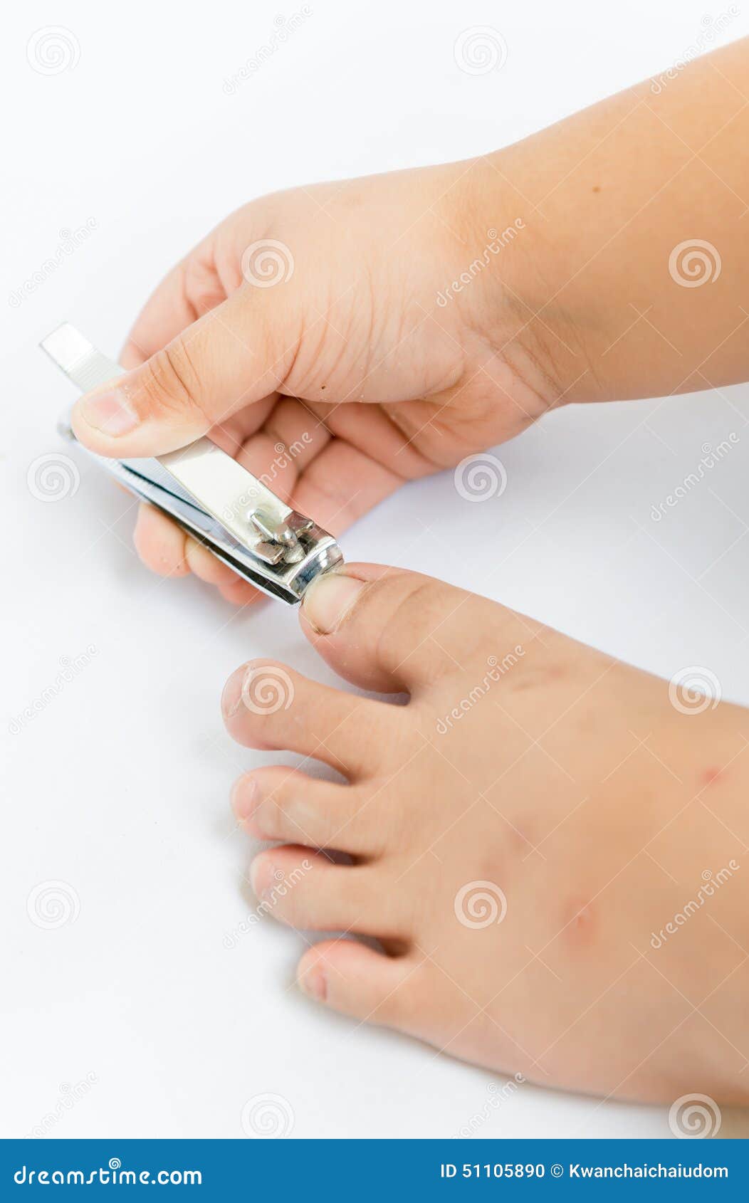 Little Hand Cutting His Toenails Stock Photo - Image of clip, metal ...