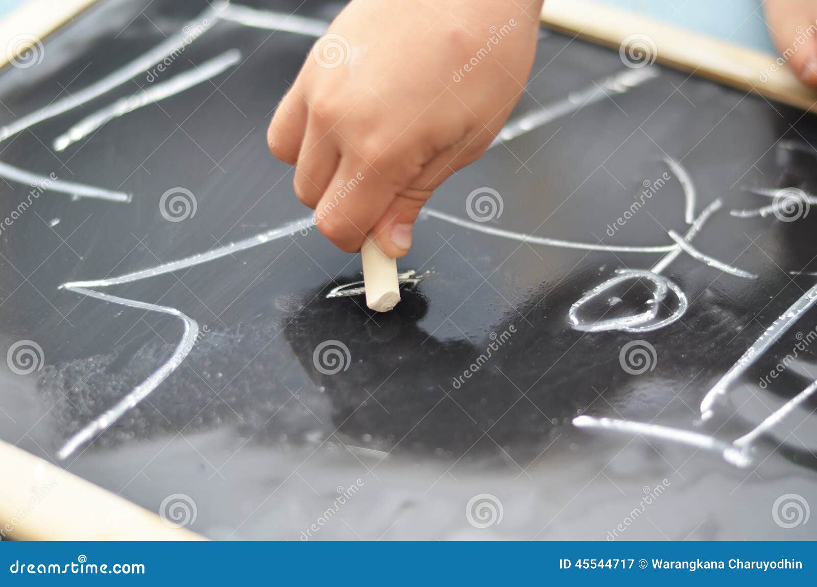 Little Hand is Drawing on Chalk Board Stock Image - Image of learn ...