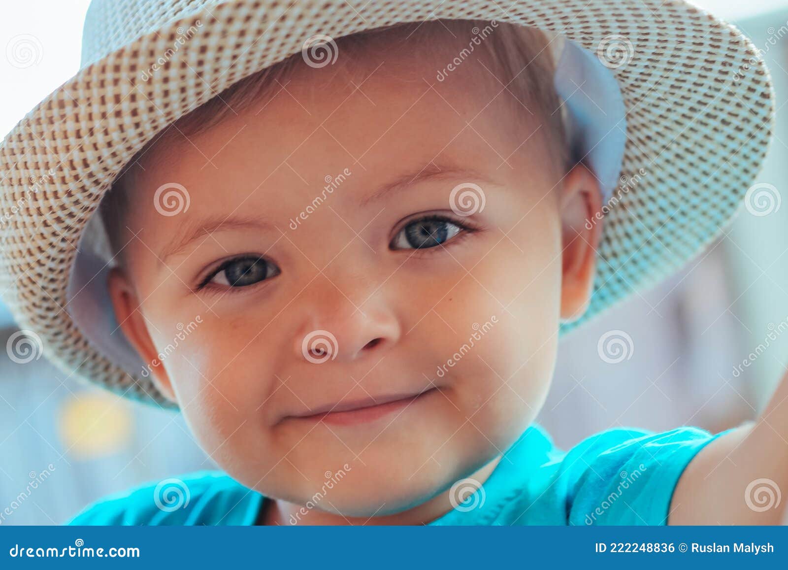 Little Handsome Boy Wearing Hat Smiling Face Stock Photo - Image of ...