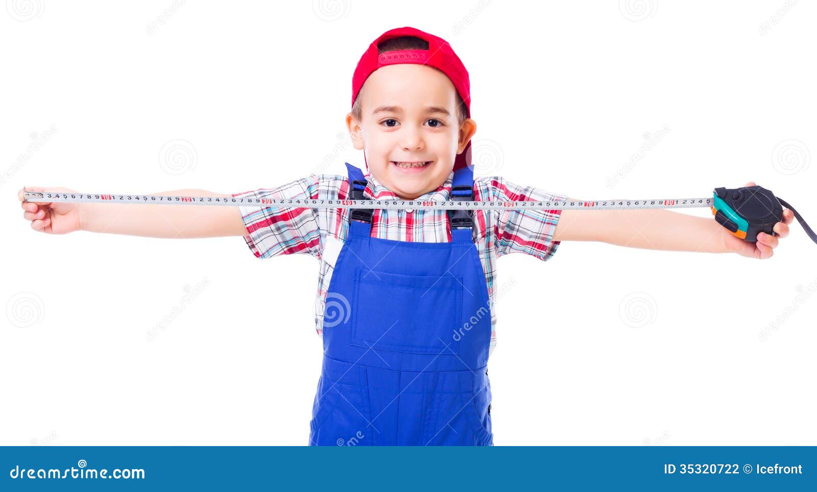 Little Handyman with Measuring Tape Stock Photo - Image of serviceman ...