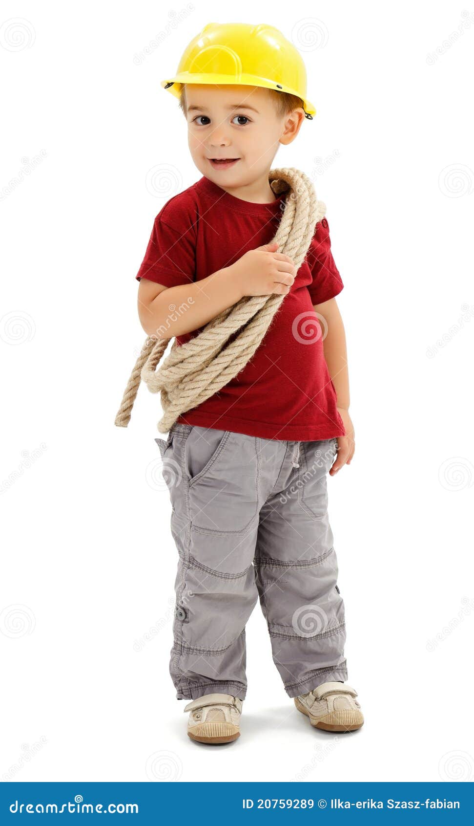 Little handyman with rope stock image. Image of stand - 20759289