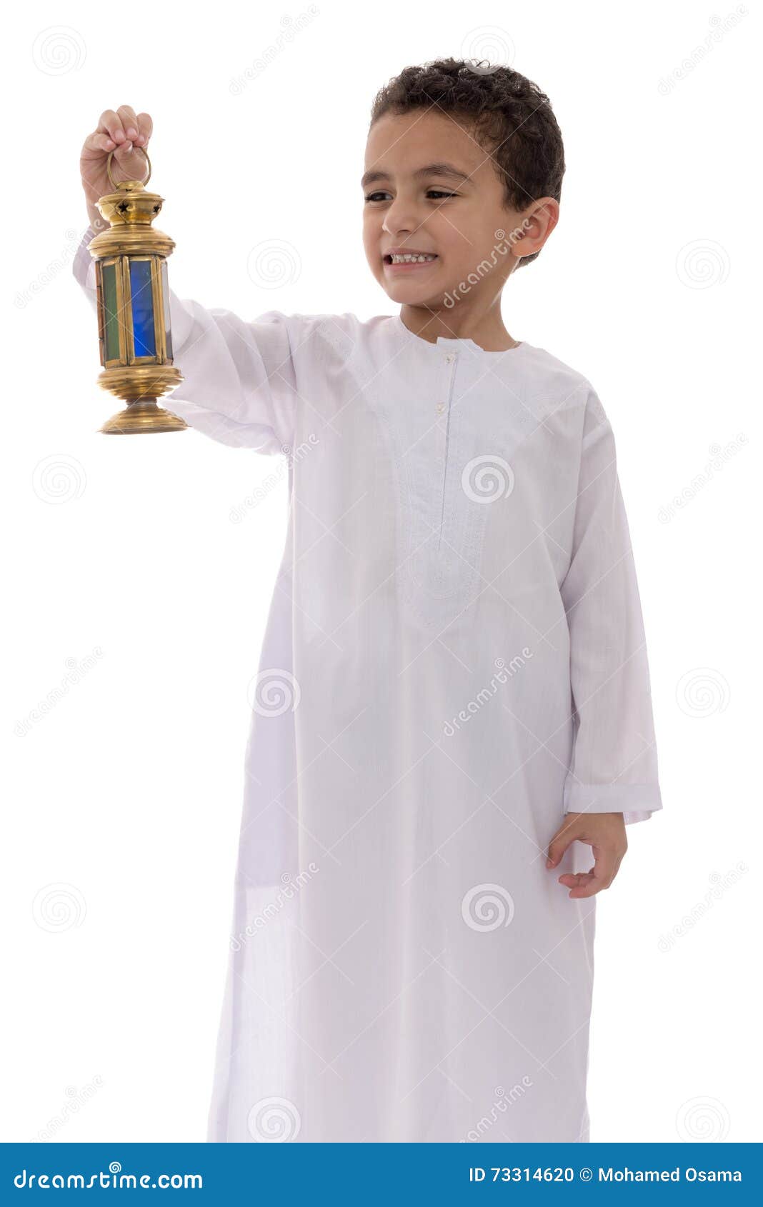Little Happy Boy Celebrating Ramadan with Lantern Stock Photo - Image ...