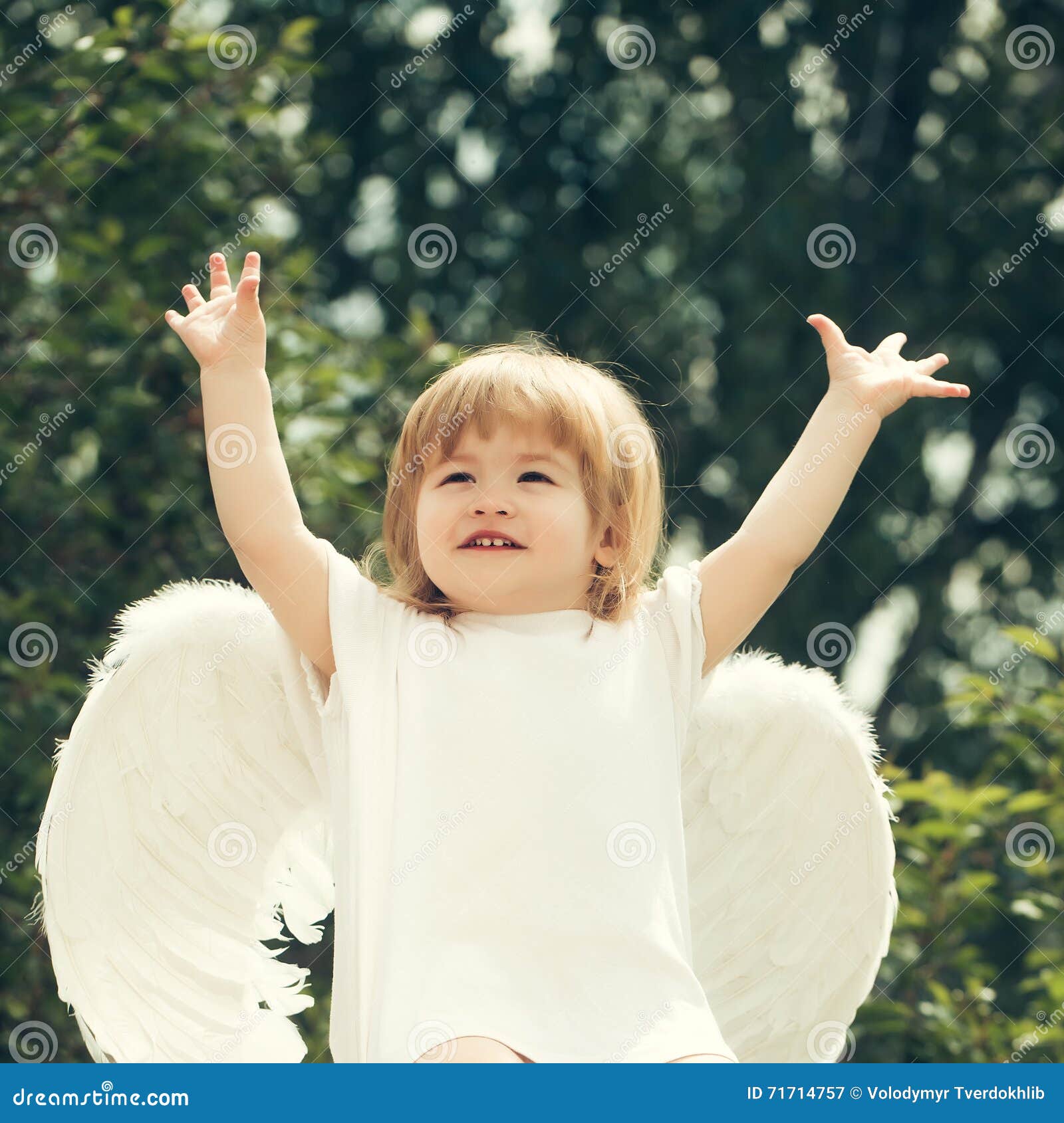 Little Happy Boy Dressed As Angel Stock Image - Image of charming ...