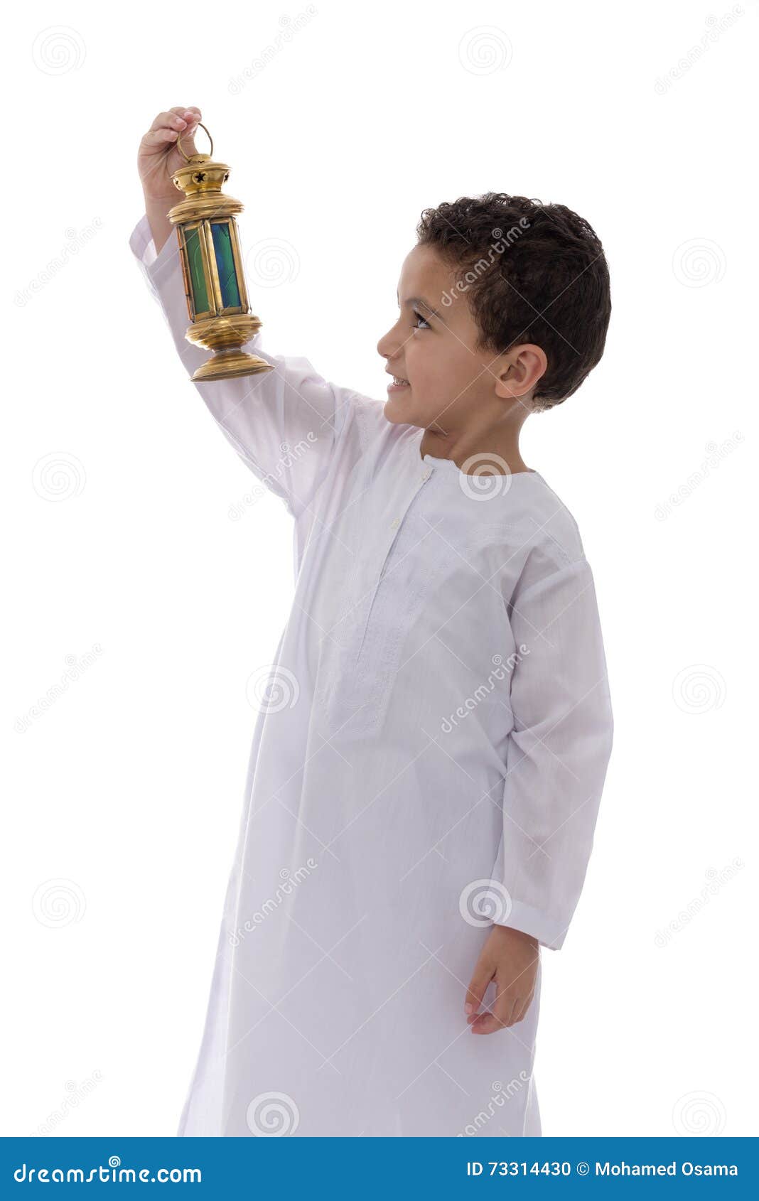 Little Happy Boy with Lantern Celebrating Ramadan Stock Photo - Image ...