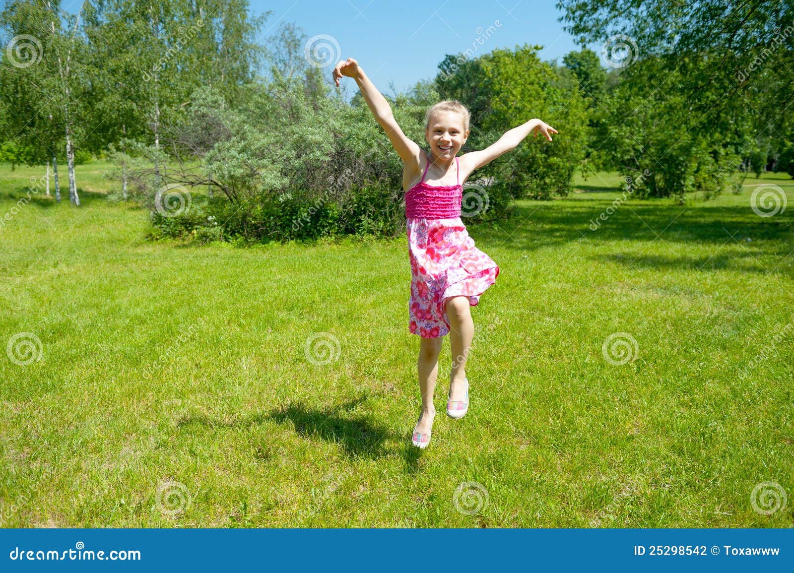 Little Happy Girl Having Fun Stock Photo - Image of park, happiness ...