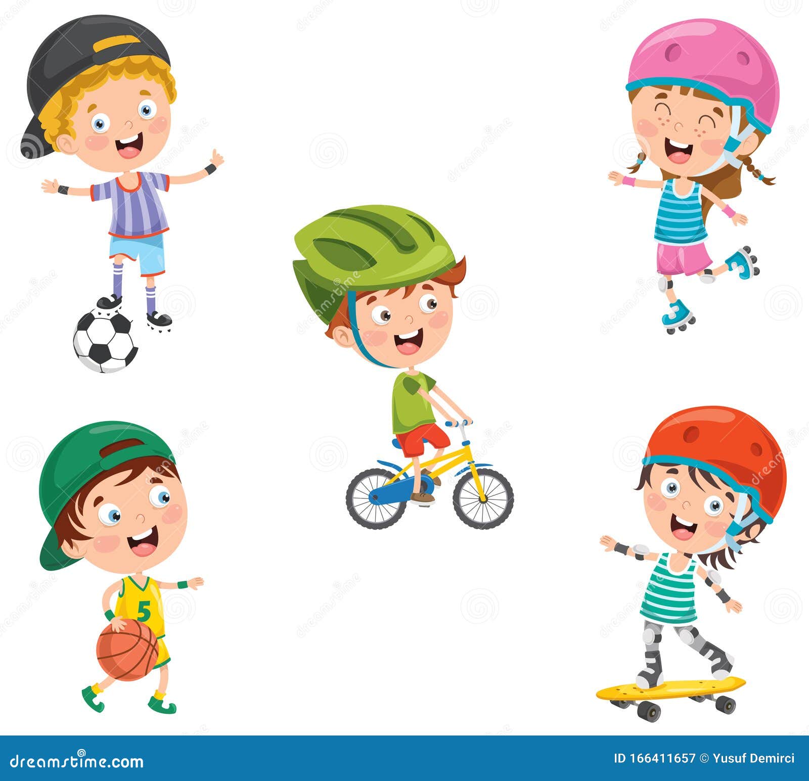 Little Happy Kids Making Sport Stock Vector - Illustration of ...
