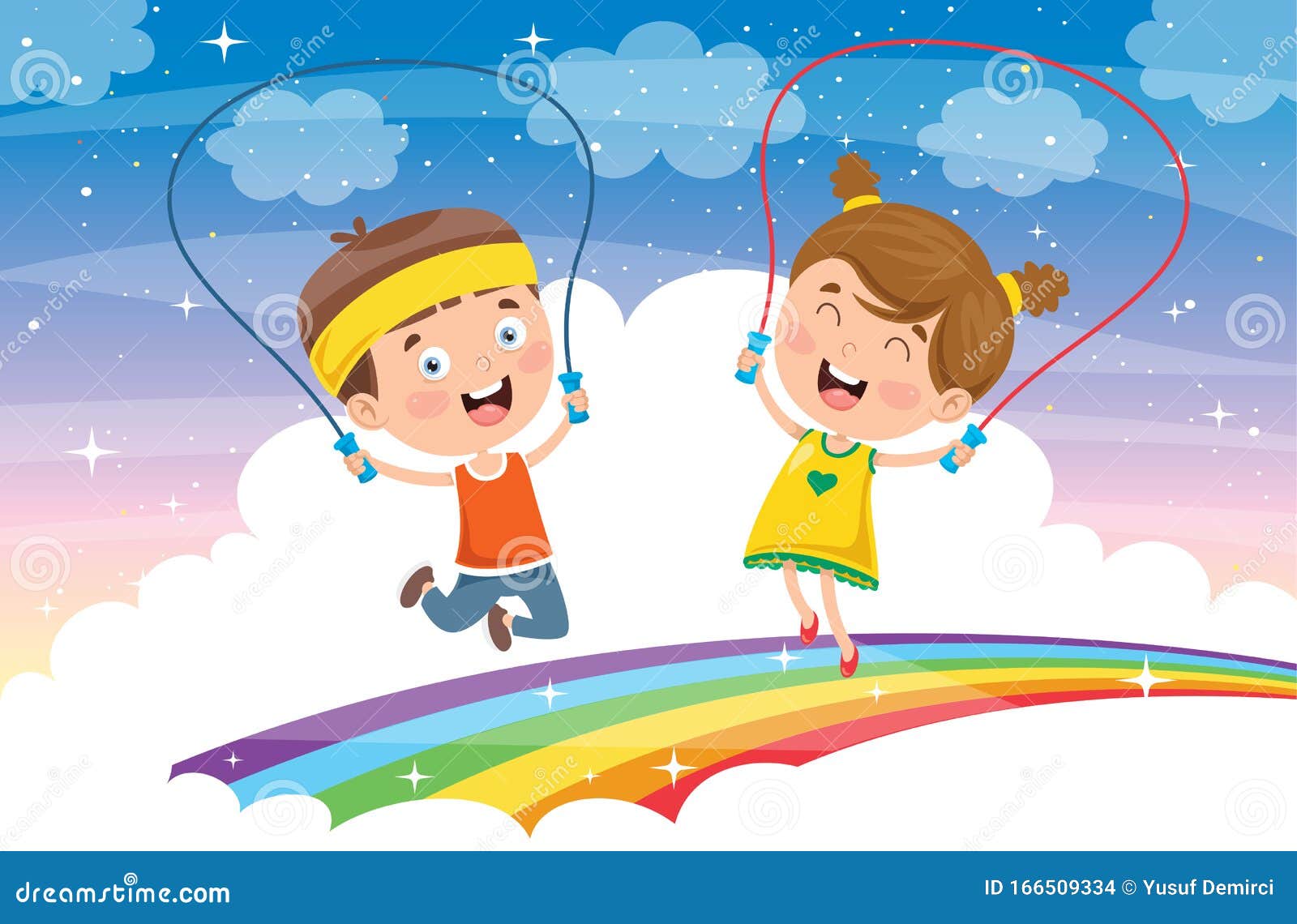 Cartoon Kids Skipping Stock Illustrations – 431 Cartoon Kids Skipping ...