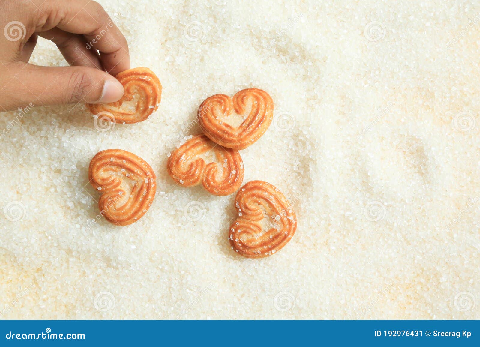 Little Heart Biscuits with Sugar, Hand with Biscuits Stock Image ...