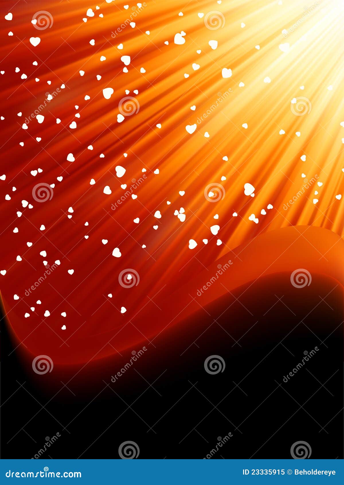 Little Hearts Floating on Rays of Light. Stock Vector - Illustration of ...