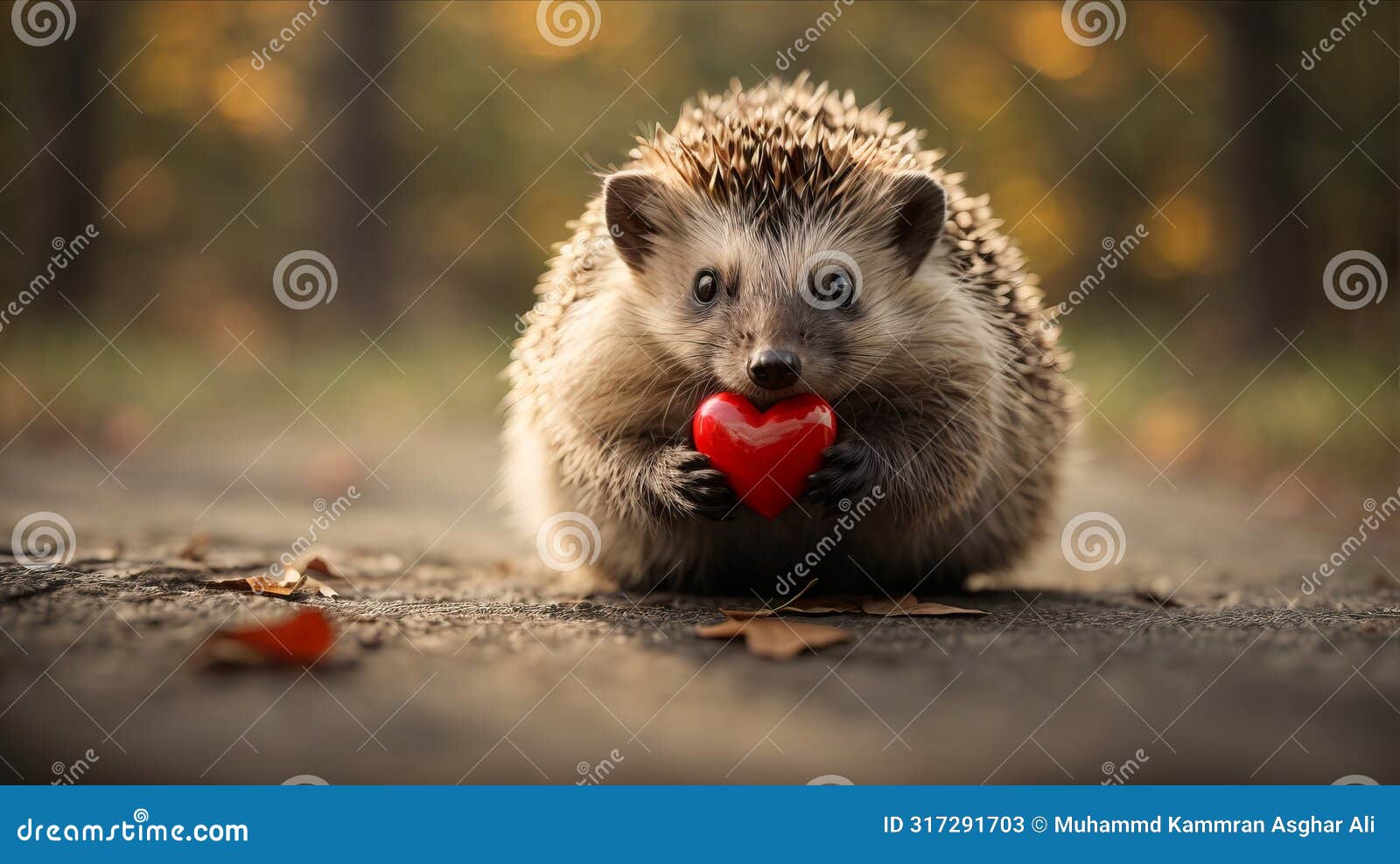 Little Hedgehog Holding a Red Heart Stock Illustration - Illustration ...