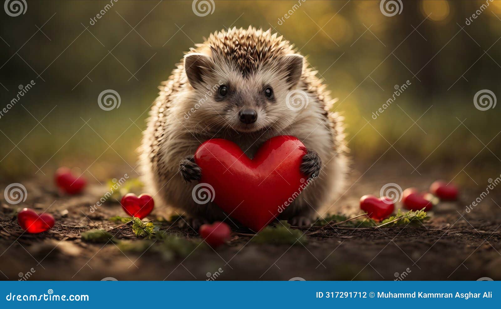 Little Hedgehog Holding a Red Heart Stock Illustration - Illustration ...