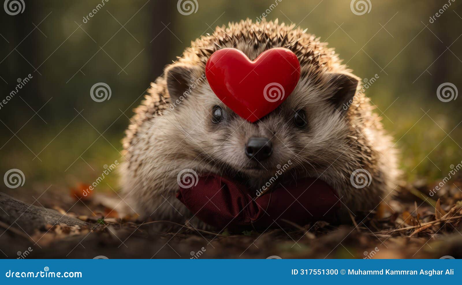 Little Hedgehog Holding a Red Heart Stock Illustration - Illustration ...