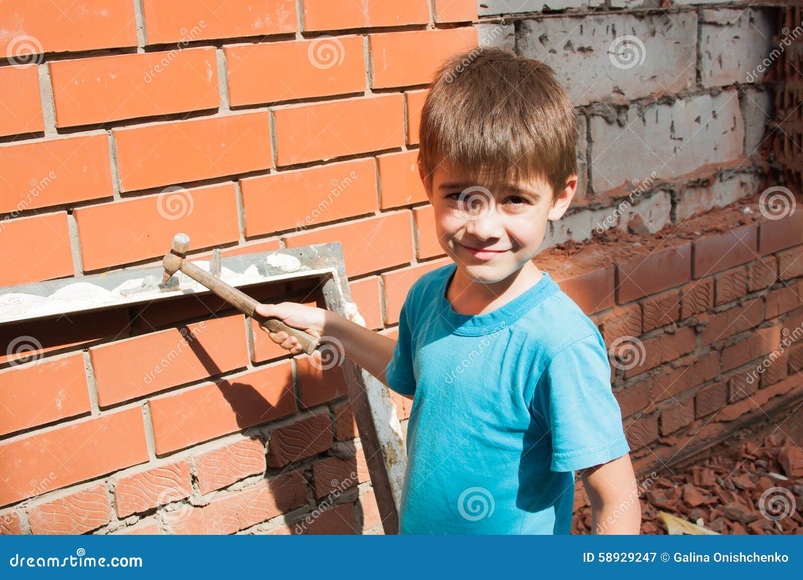 Little helper, boy at work stock image. Image of work - 58929247