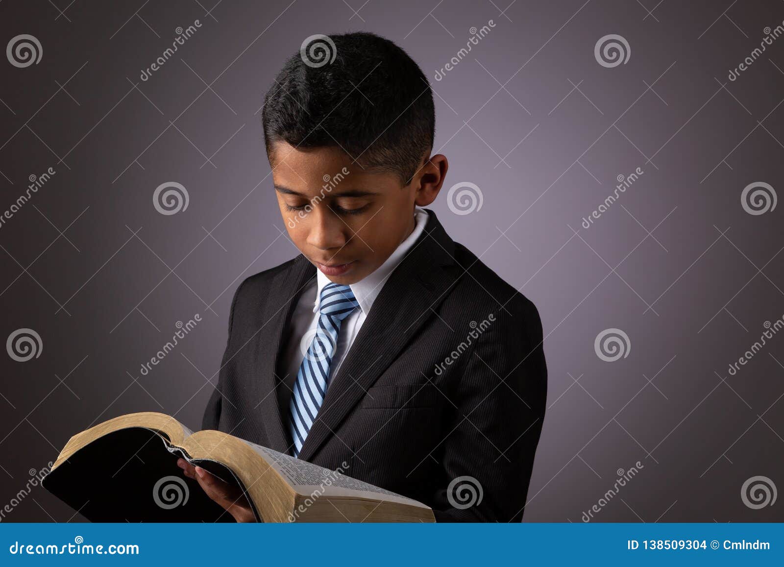 Little Hispanic Boy Reading the Holy Scriptures, the Bible, the Word of ...