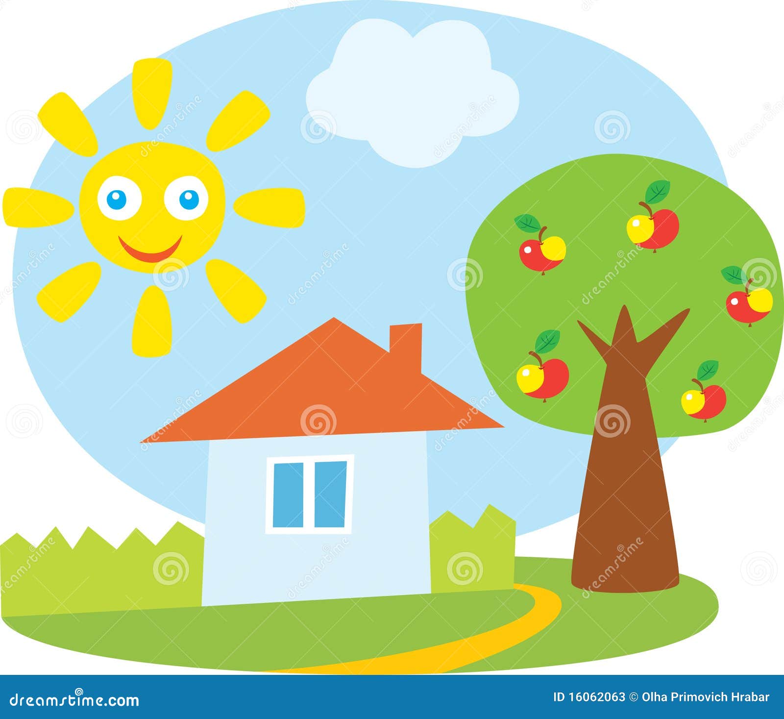 Little House and Apple-tree Stock Vector - Illustration of children ...