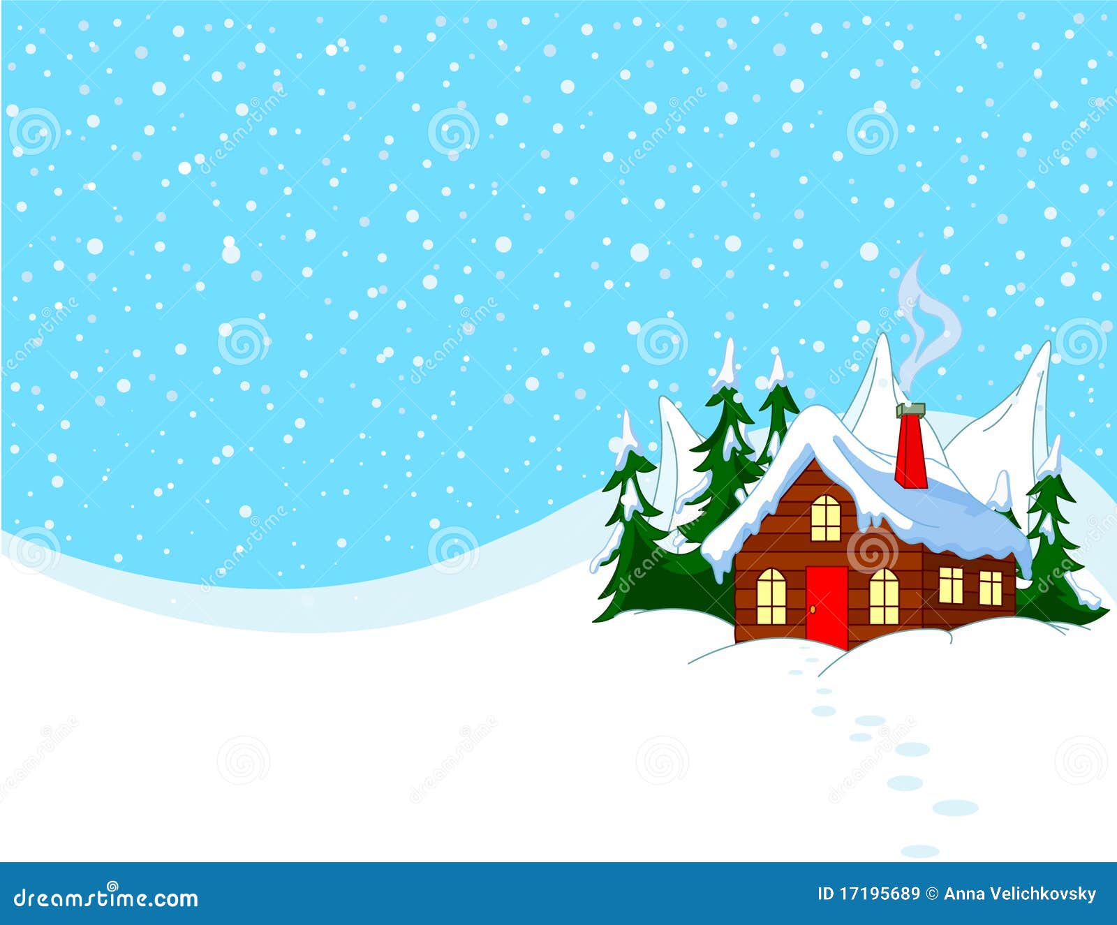 Little House in Snowy Hills Stock Vector - Illustration of season ...