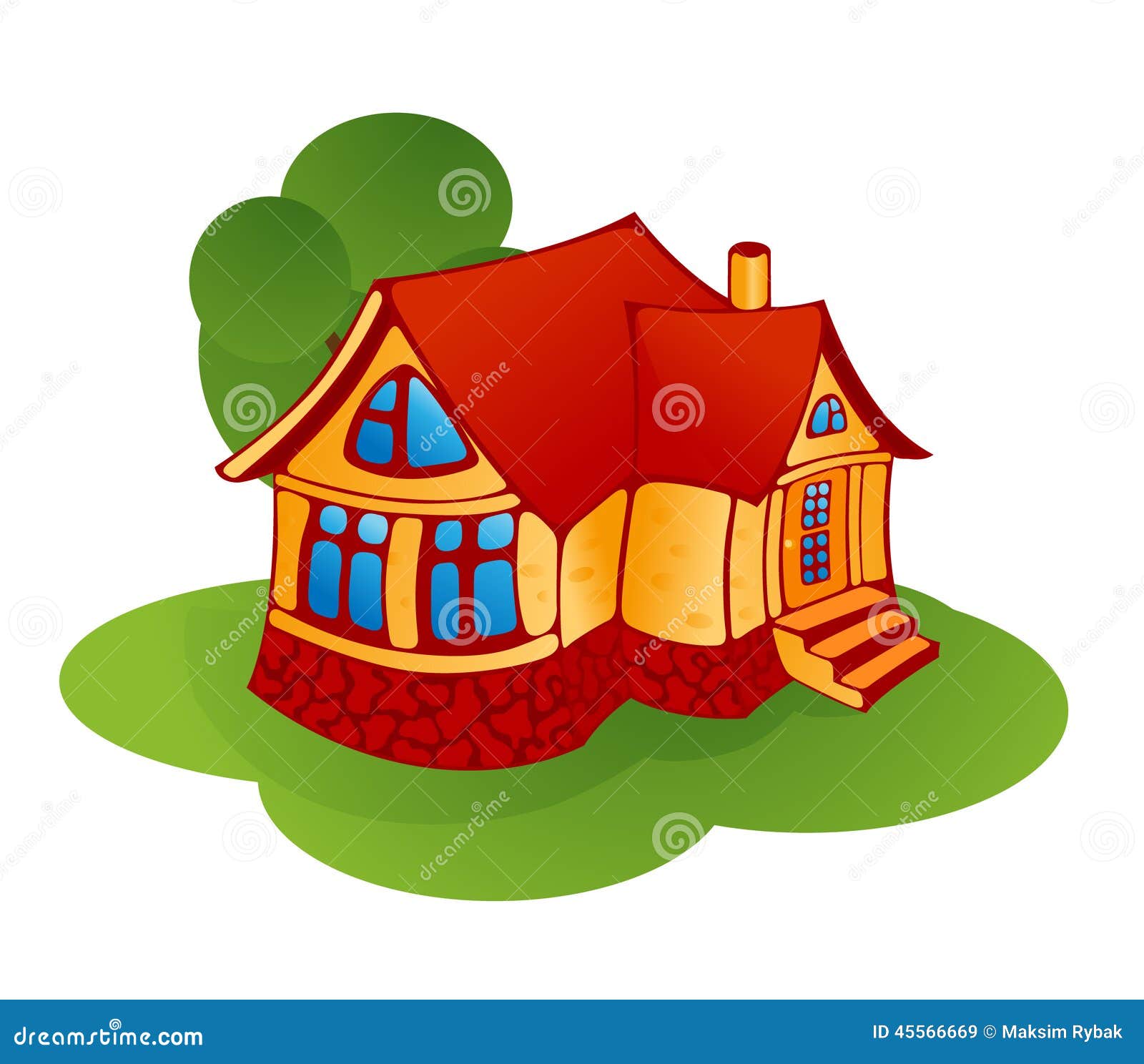 Little house stock vector. Illustration of brick, tree - 45566669