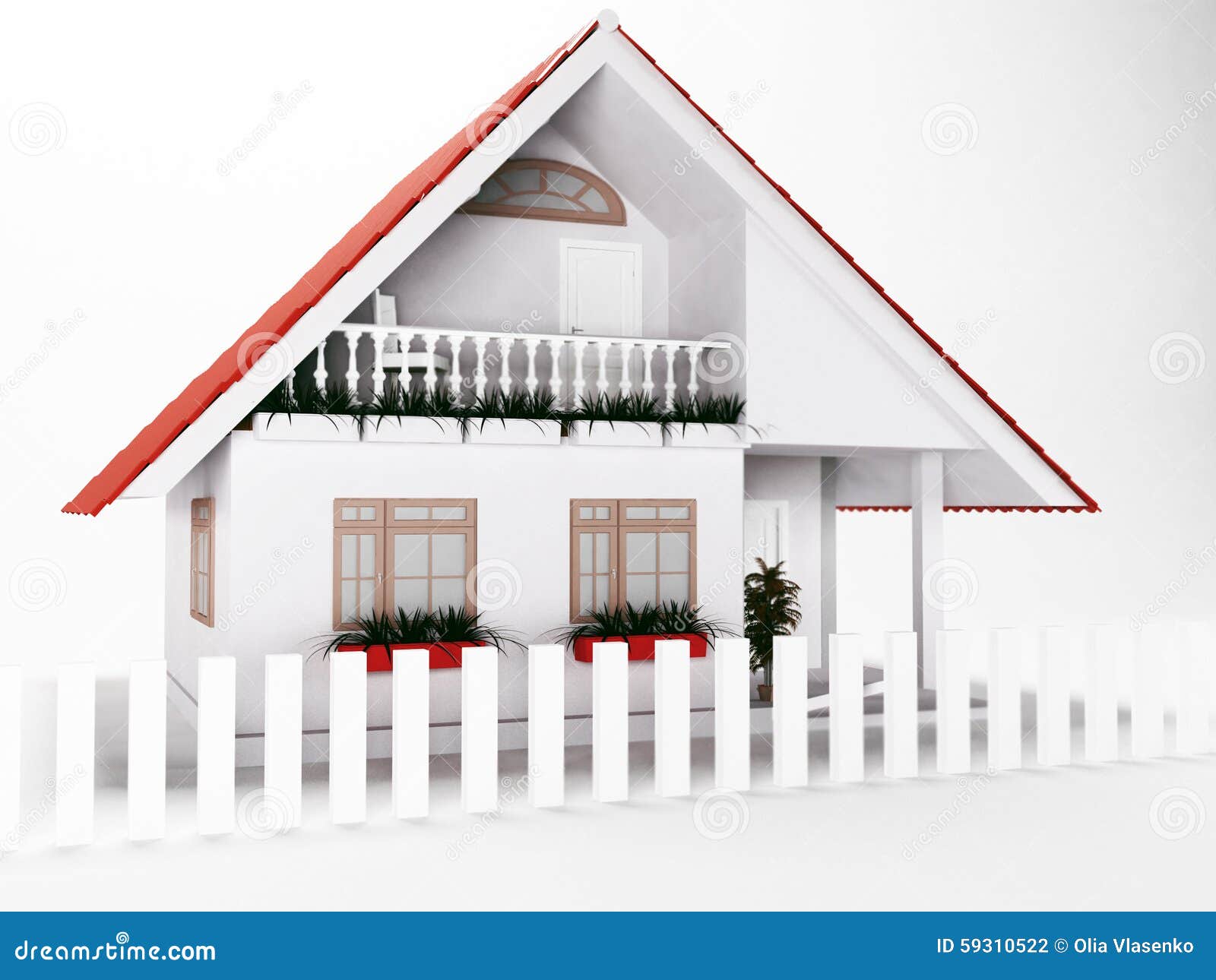 Little House on White Background Stock Illustration - Illustration of ...
