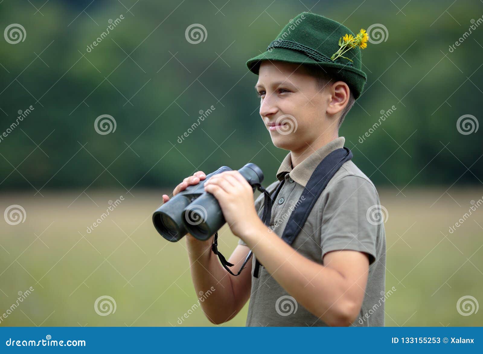 Little Hunter with Binoculars Stock Image - Image of occupation, hunt ...