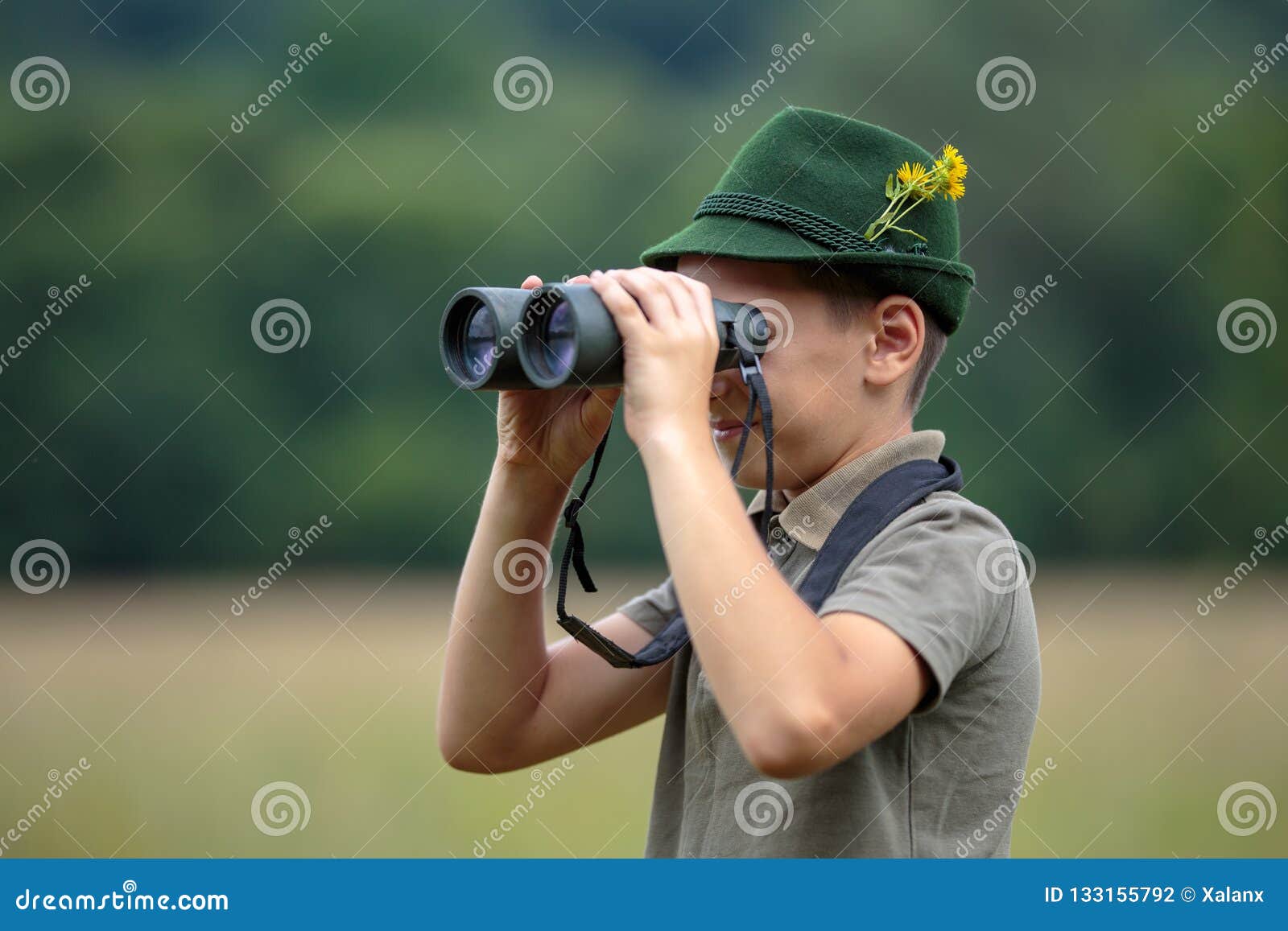 Little Hunter with Binoculars Stock Photo - Image of hunt, nature ...