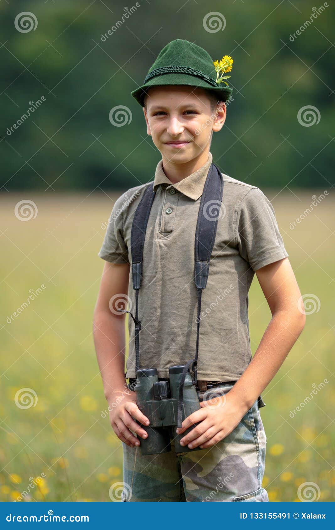 Little Hunter with Binoculars Stock Image - Image of recreational ...