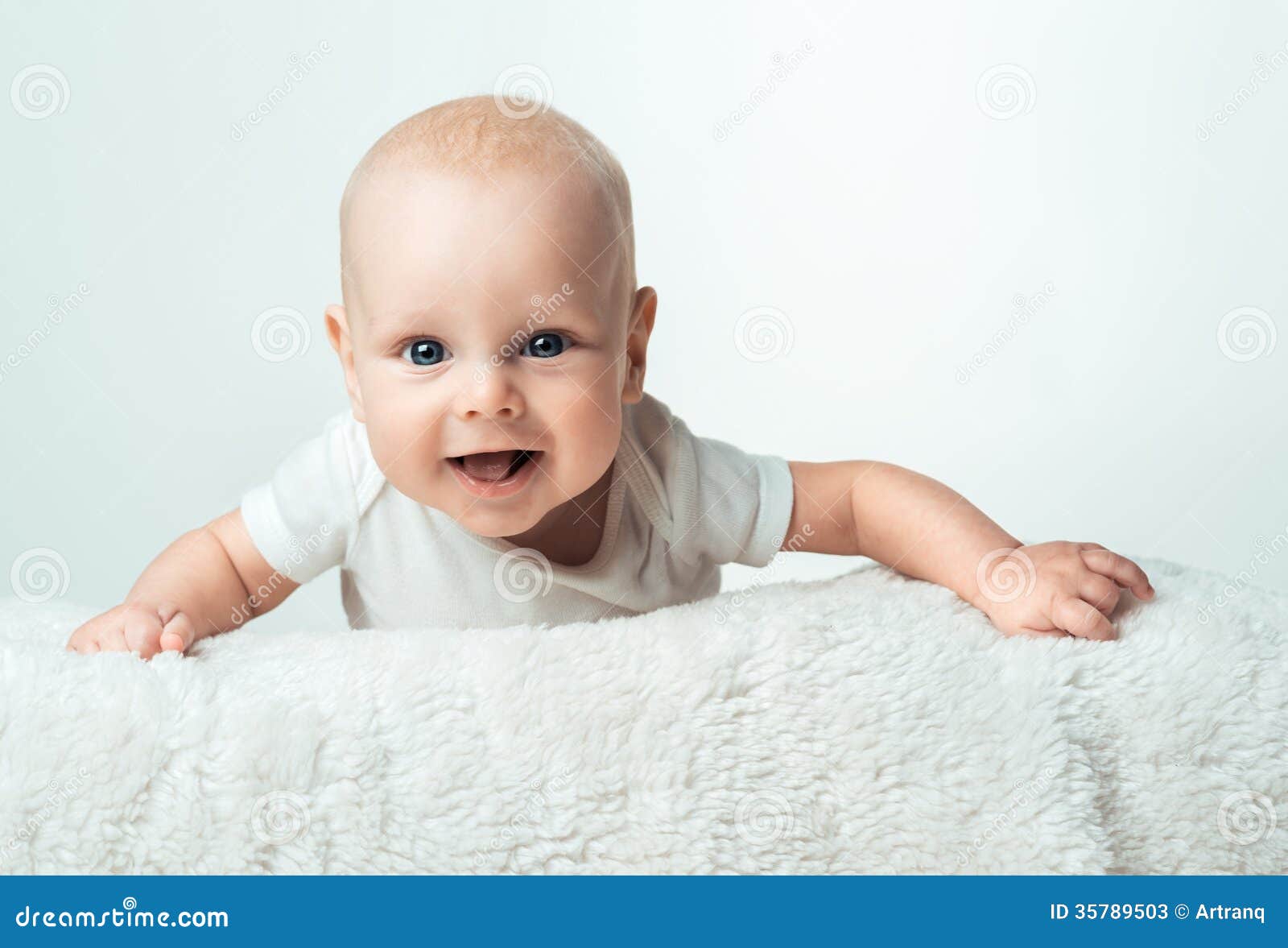 Little Infant is Smiling on the Carpet Stock Image - Image of baby ...