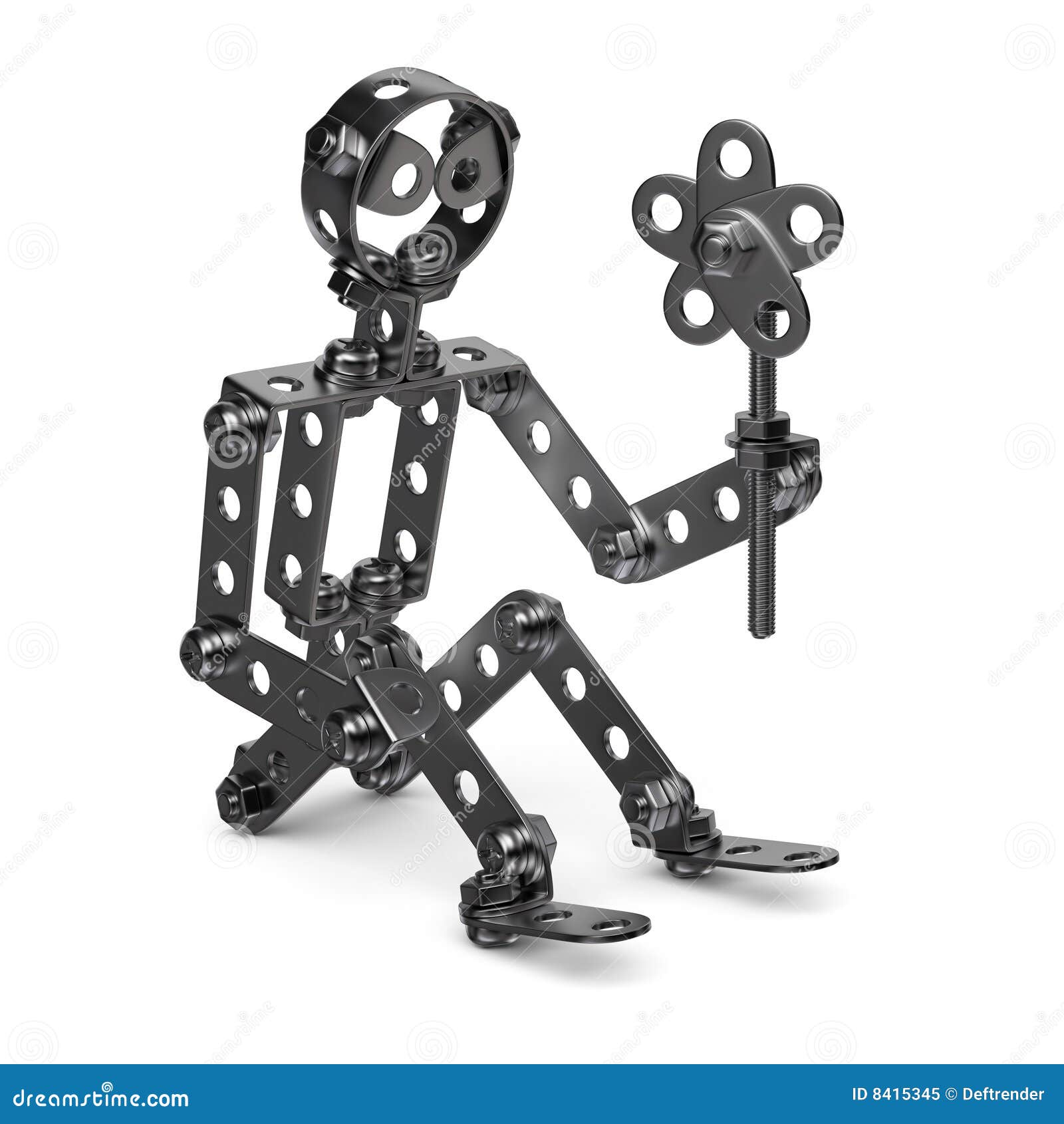 Little Iron Man with Flower Stock Illustration - Illustration of metal ...