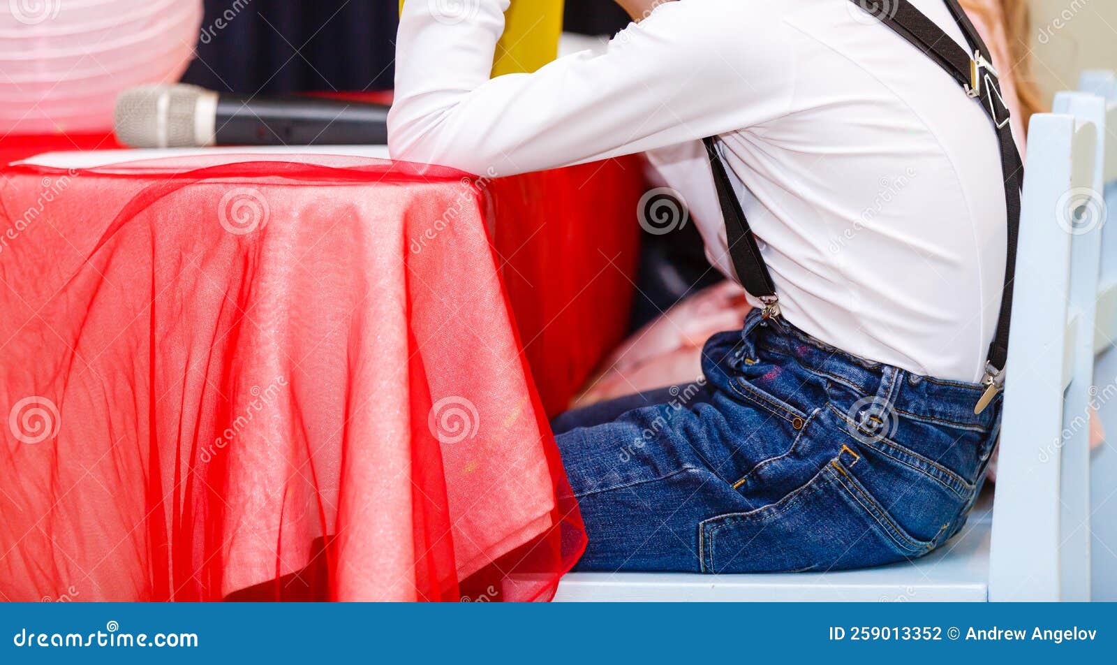 Little Journalist with Microphone Having an Interview in Office Stock ...