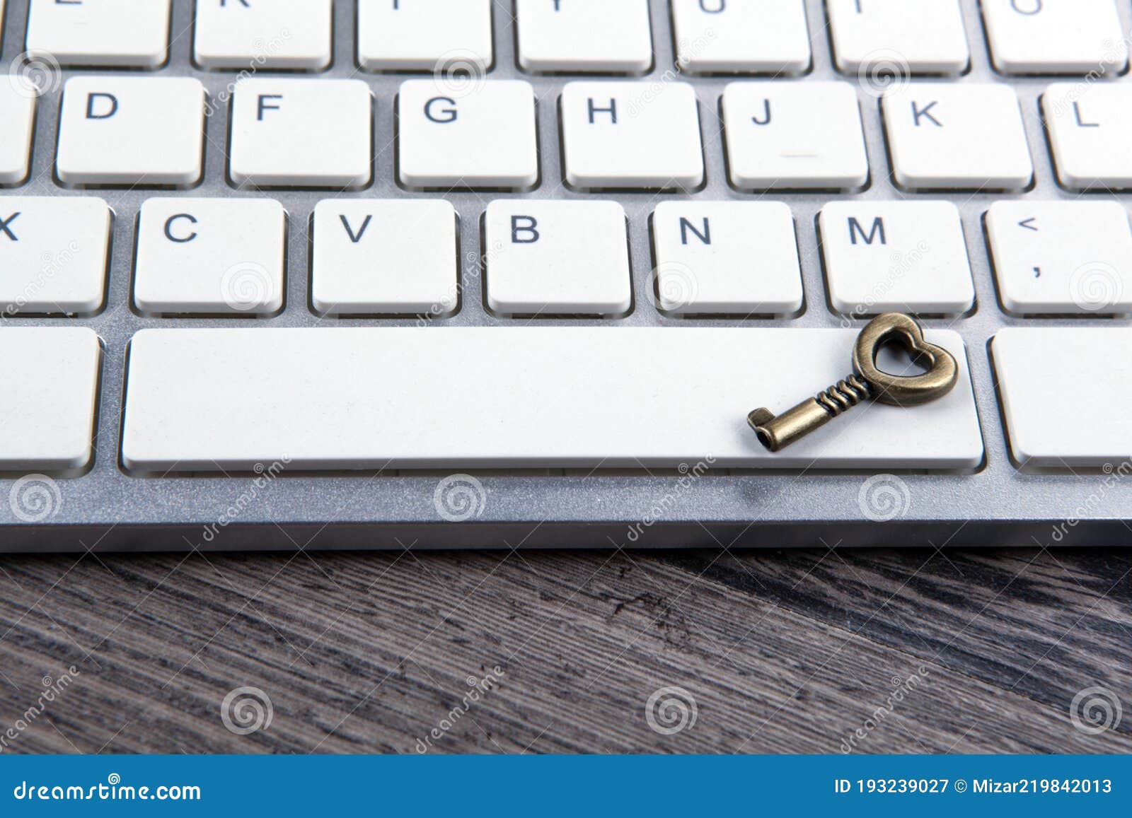 Little Key on Computer Keyboard As Concept Protection Closeup Stock ...