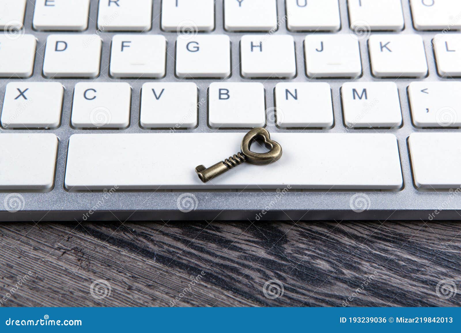 Little Key on Computer Keyboard As Concept Protection Closeup Stock ...