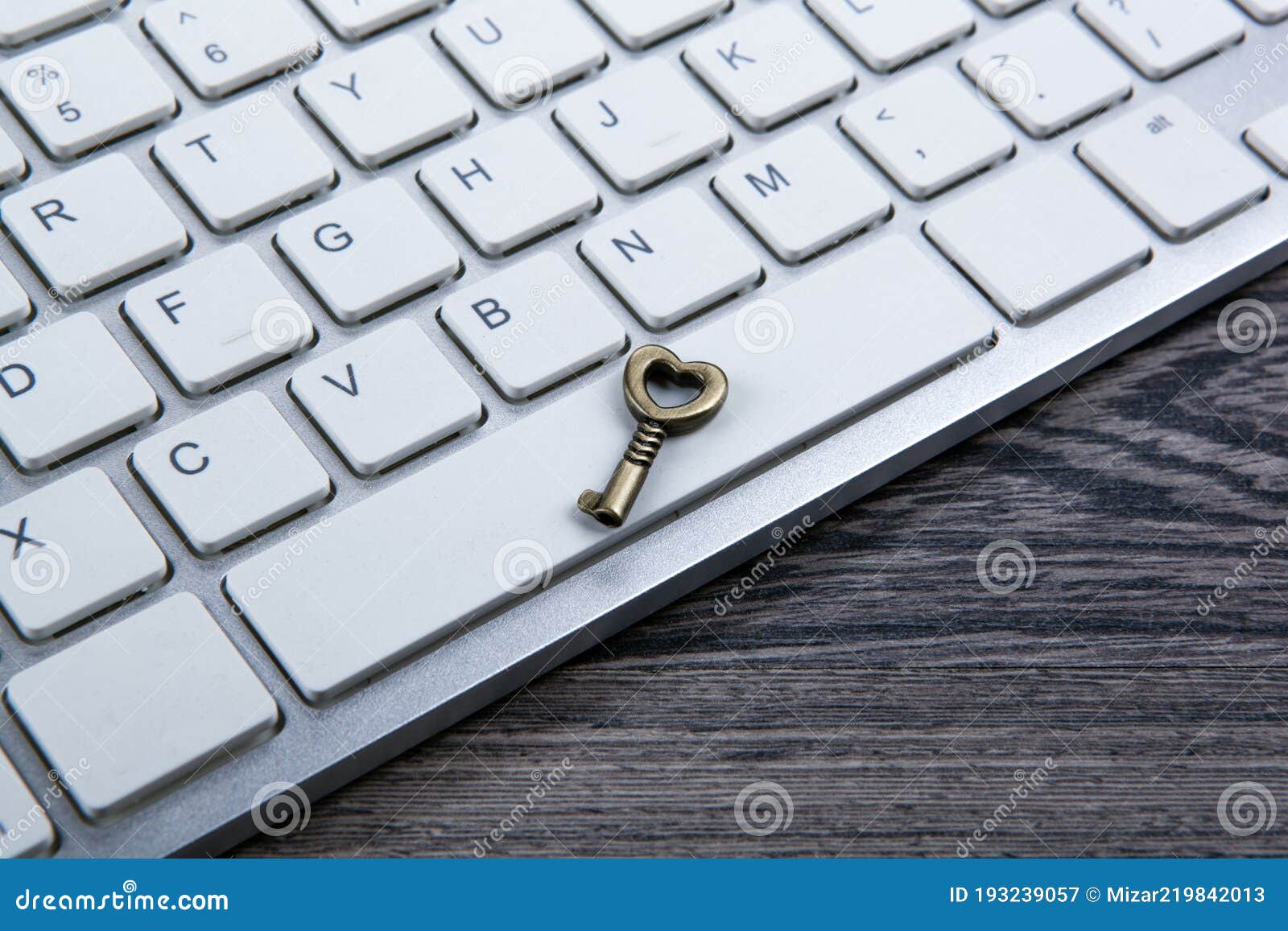Little Key on Computer Keyboard As Concept Protection Closeup Stock ...