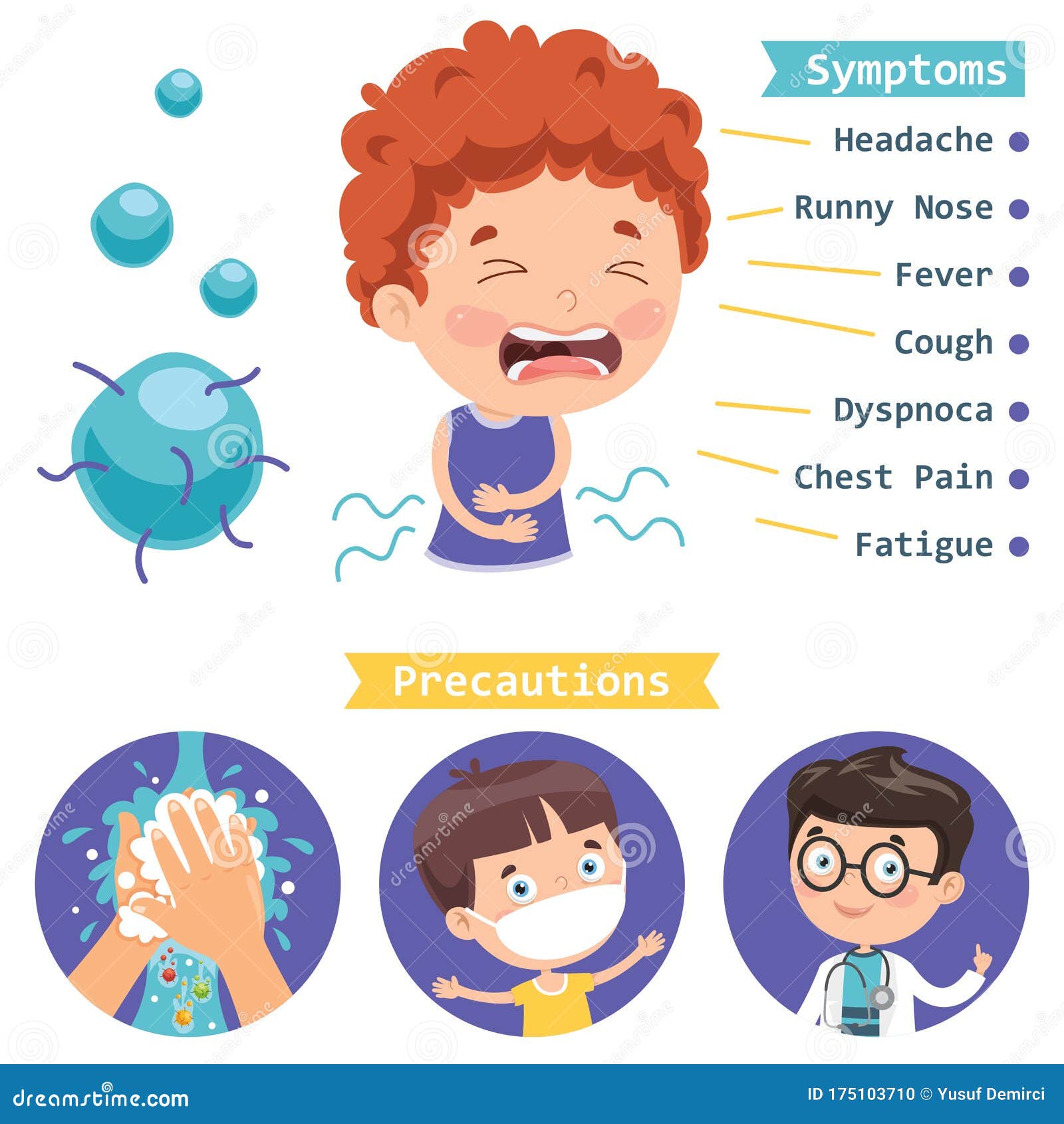 Little Kid Infected by Virus Stock Vector - Illustration of cleaning ...