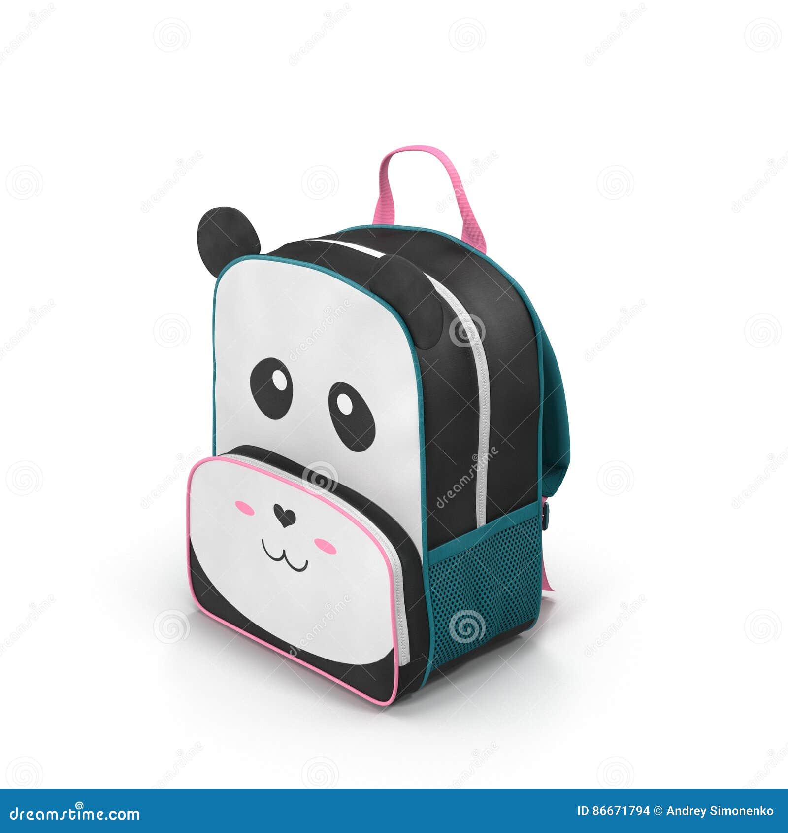 Little Kid Backpack Panda on a White. 3D Illustration Stock ...
