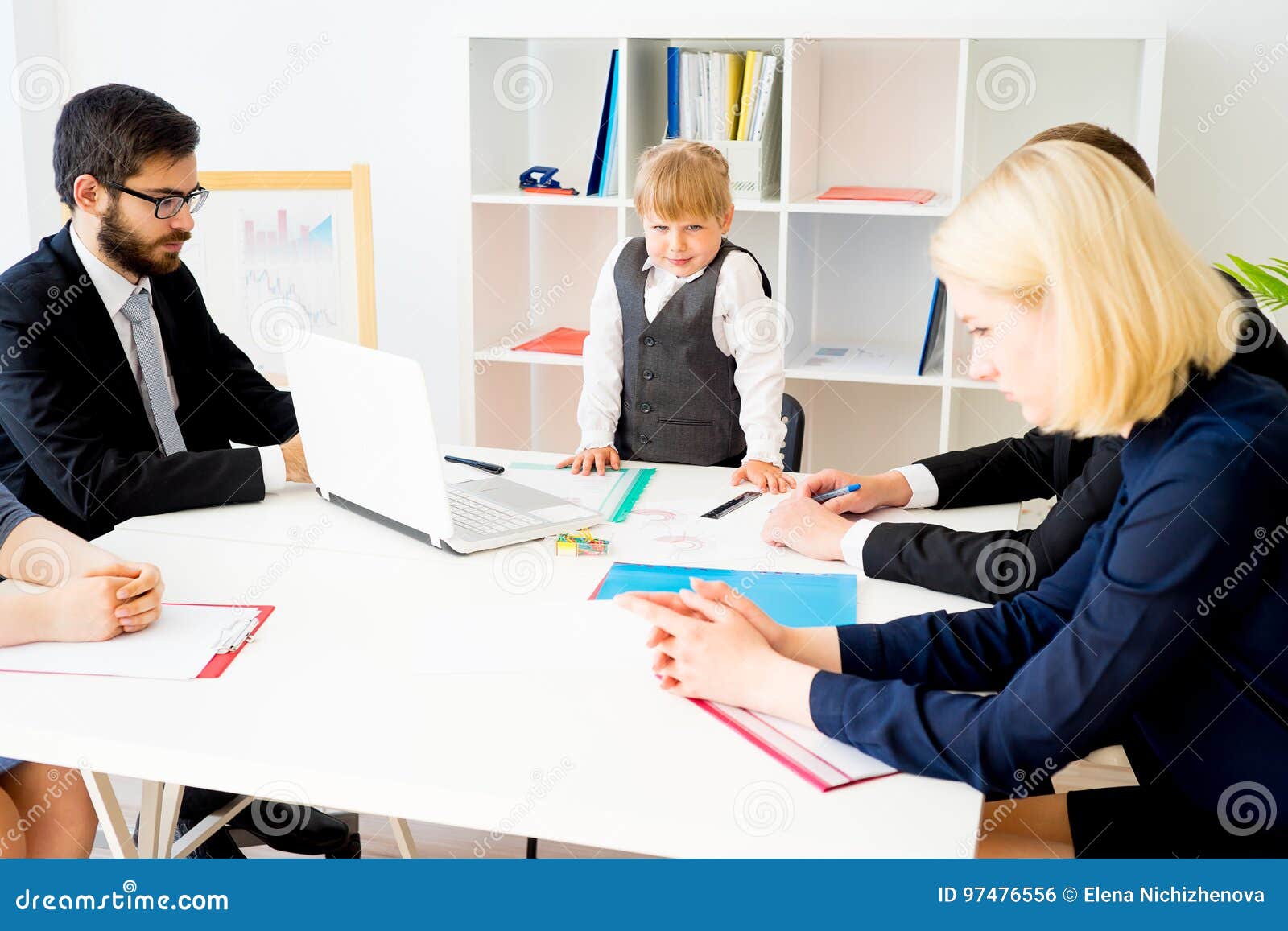 Little kid is the boss stock photo. Image of office, childhood - 97476556