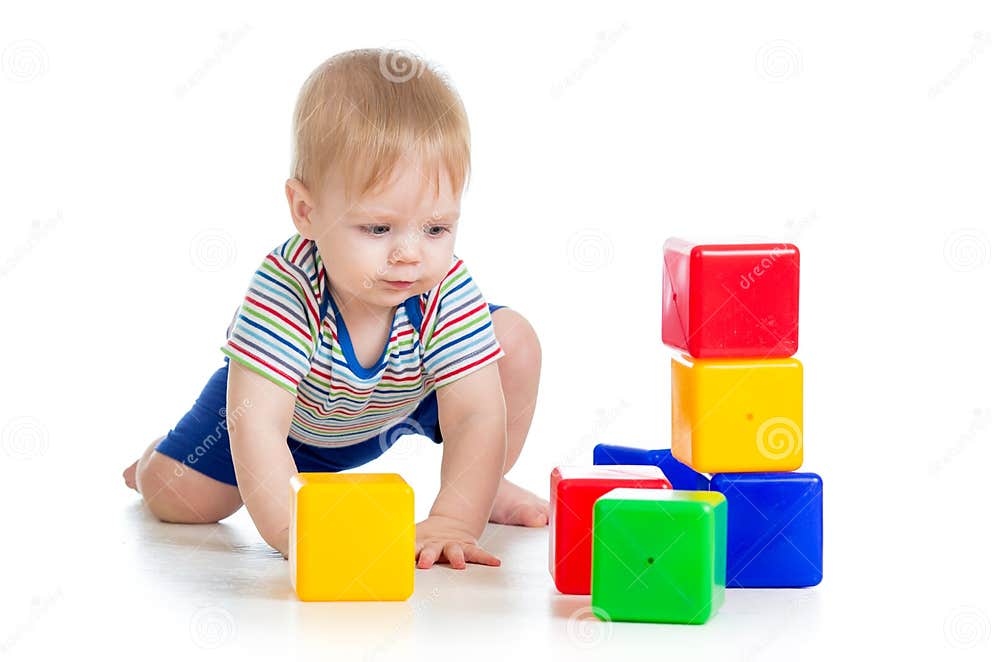 Little Kid with Building Blocks Stock Photo - Image of interest, little ...