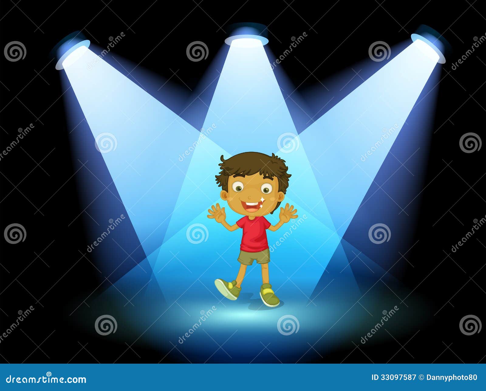 A Little Kid at the Center of the Stage Stock Vector - Illustration of ...