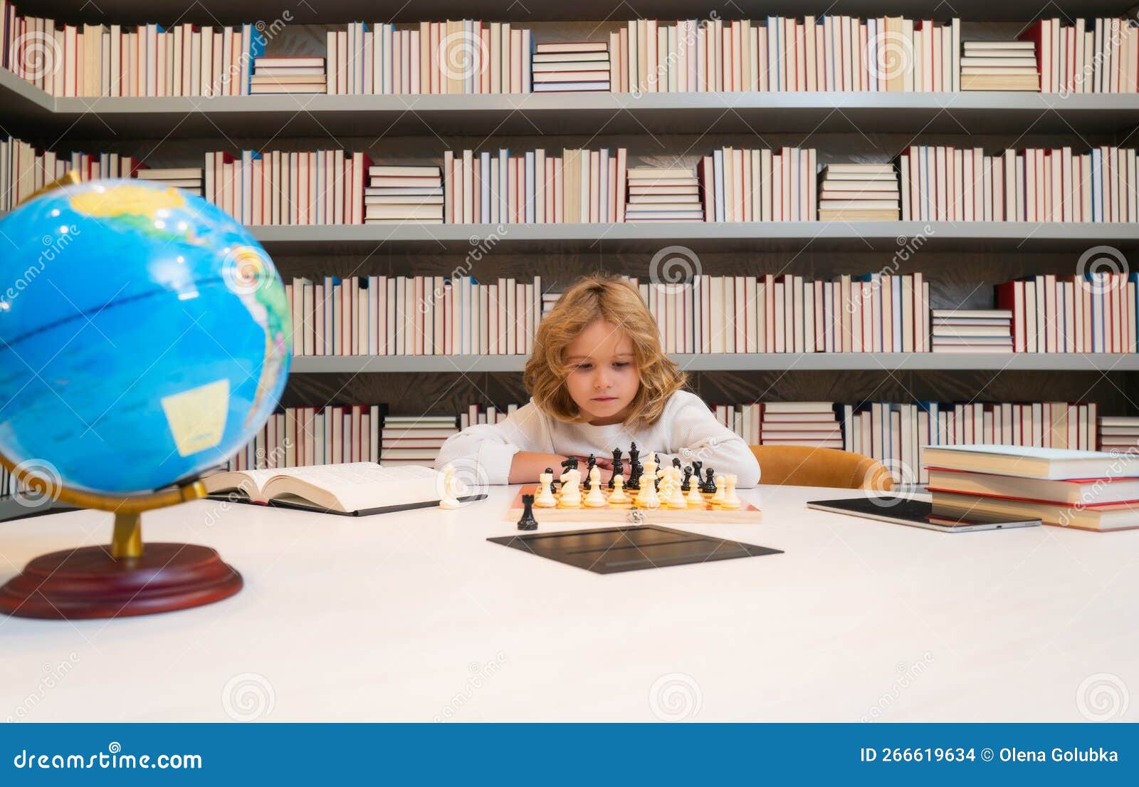Little Kid Chessman Play Chess Game, Checkmate. Stock Photo - Image of ...