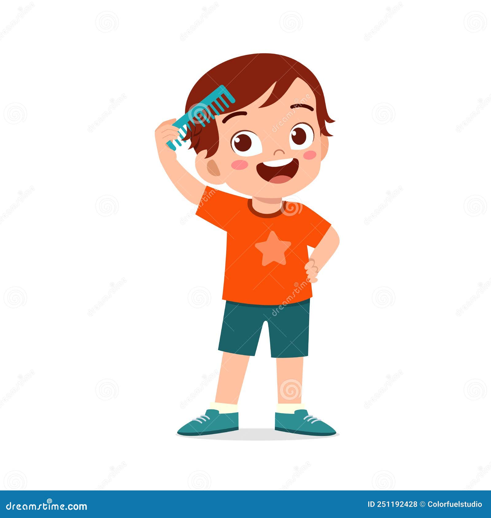 Little Kid Comb Hair with Hair Brush Stock Illustration - Illustration ...