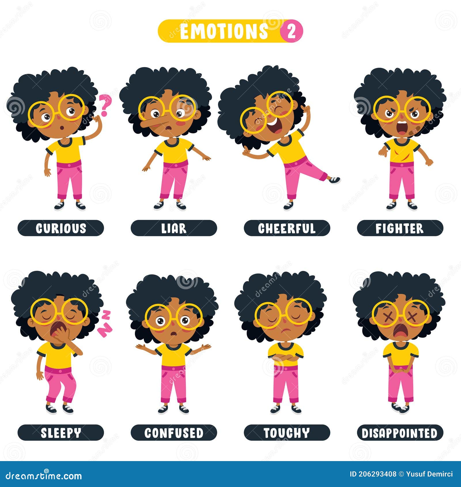 Different Emotions And Moods. Drawing Simple Round Faces Hand Drawn ...