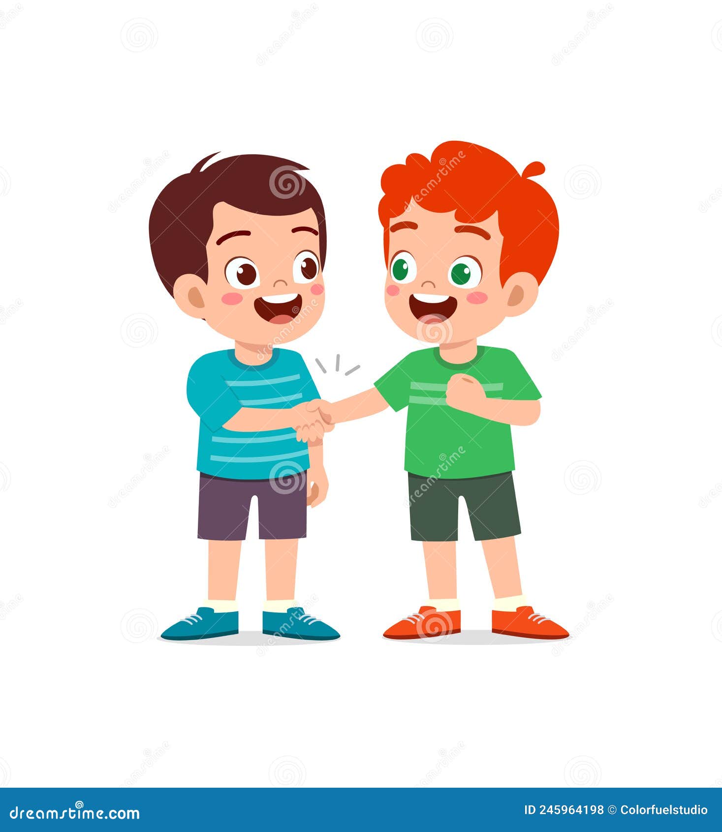 Little Kid Do Hand Shake with Friend Stock Illustration - Illustration ...