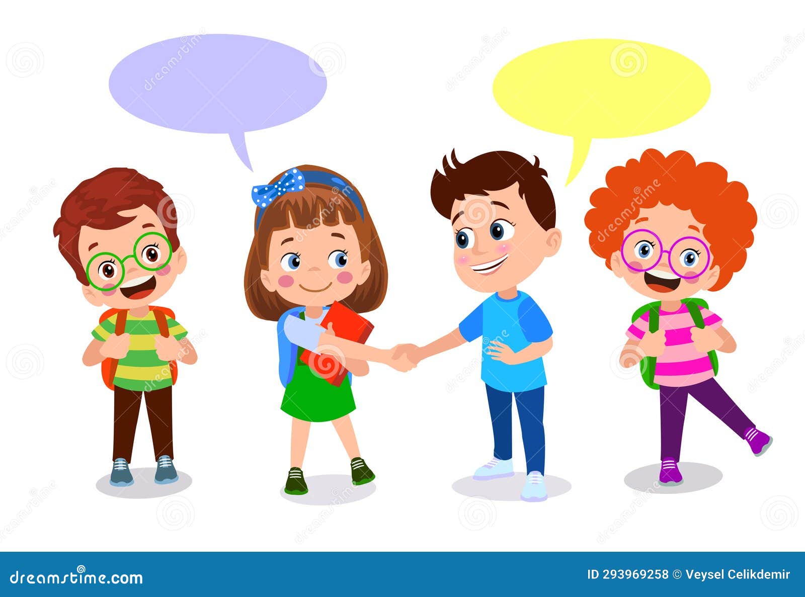Little Kid Do Hand Shake with Friend Acquaintance Stock Vector ...