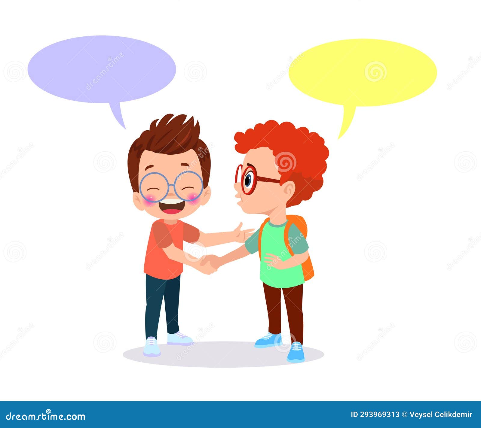 Little Kid Do Hand Shake with Friend Acquaintance Stock Vector ...