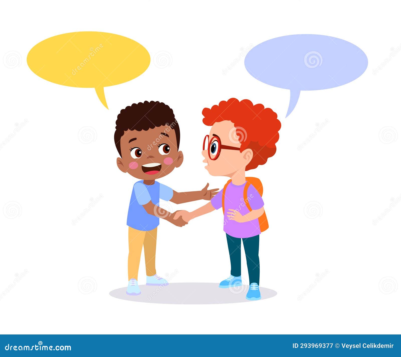 Little Kid Do Hand Shake with Friend Acquaintance Stock Vector ...